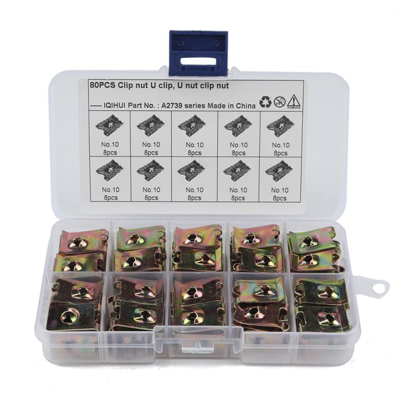 80pcs Speed Fasteners Color-Zinc U Nuts Self Tapping No.10 Screw Spire ...