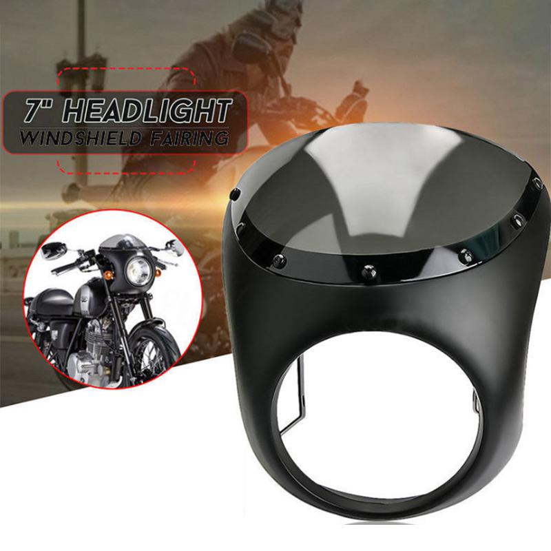 Universal 7 Inch Headlight Handlebar Fairing Windshield Cafe Racer ...