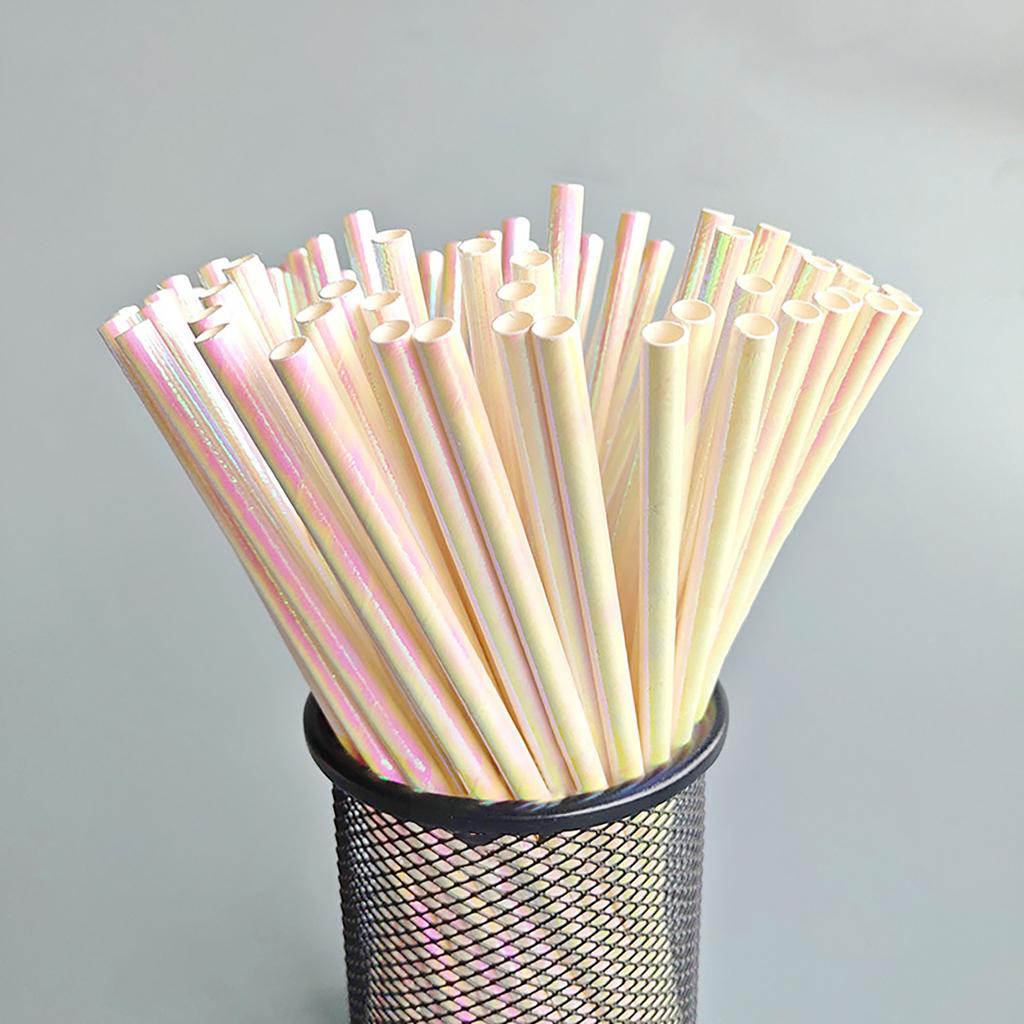 Buy Disposable Paper Straws Glitter Pearl Film Straws Rainbow Straws ...