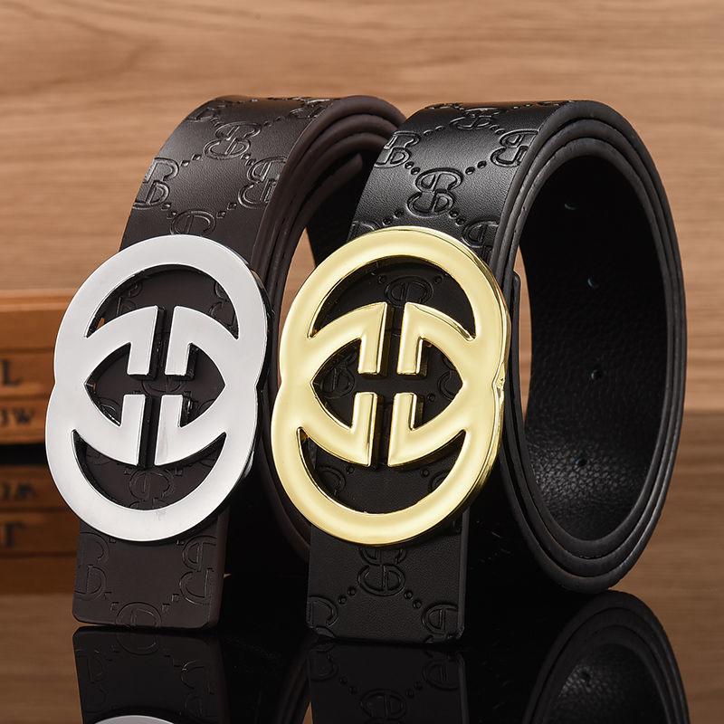 Buy Luxury Men Belts Cowskin Genuine Leather Double G Letter Buckle ...