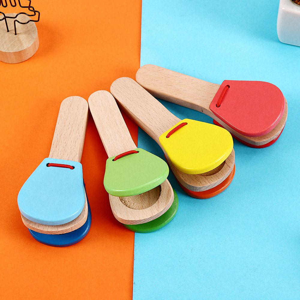 Buy Preschool Wooden Percussion Castanets Children Clapper Toy Musical ...