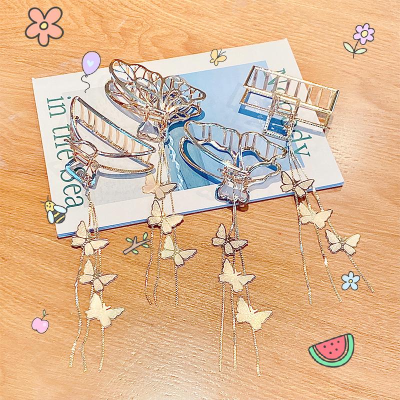 Buy Ins fashion butterflies pendant Hair Claw Clips With Chain Tassel ...