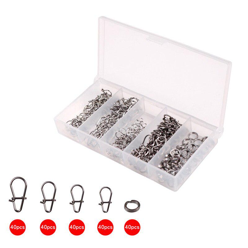 Buy 200pc/set Stainless Steel Fishing Safety Snaps Clip Interlock Line ...