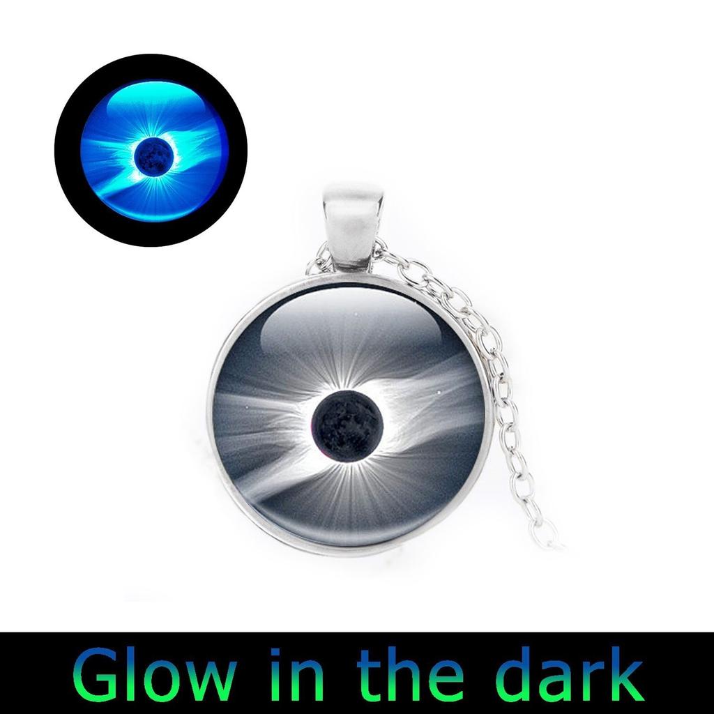 Buy Glowing Solar Eclipse Art Glass Pendant Necklace Glass Dome, Space ...