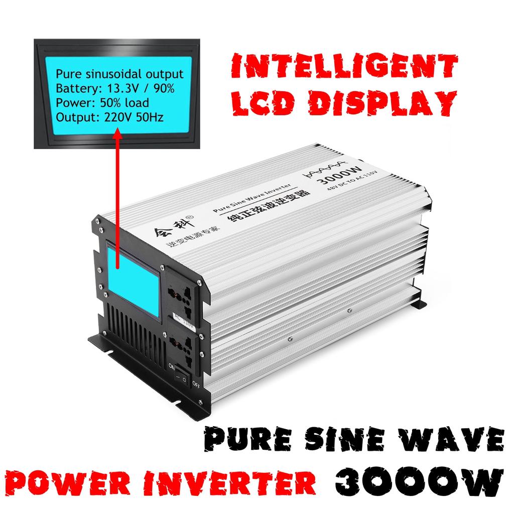 Buy 1500W 3000W LCD Display Power Supply Inverter Pure Sine Wave 2v/24v ...