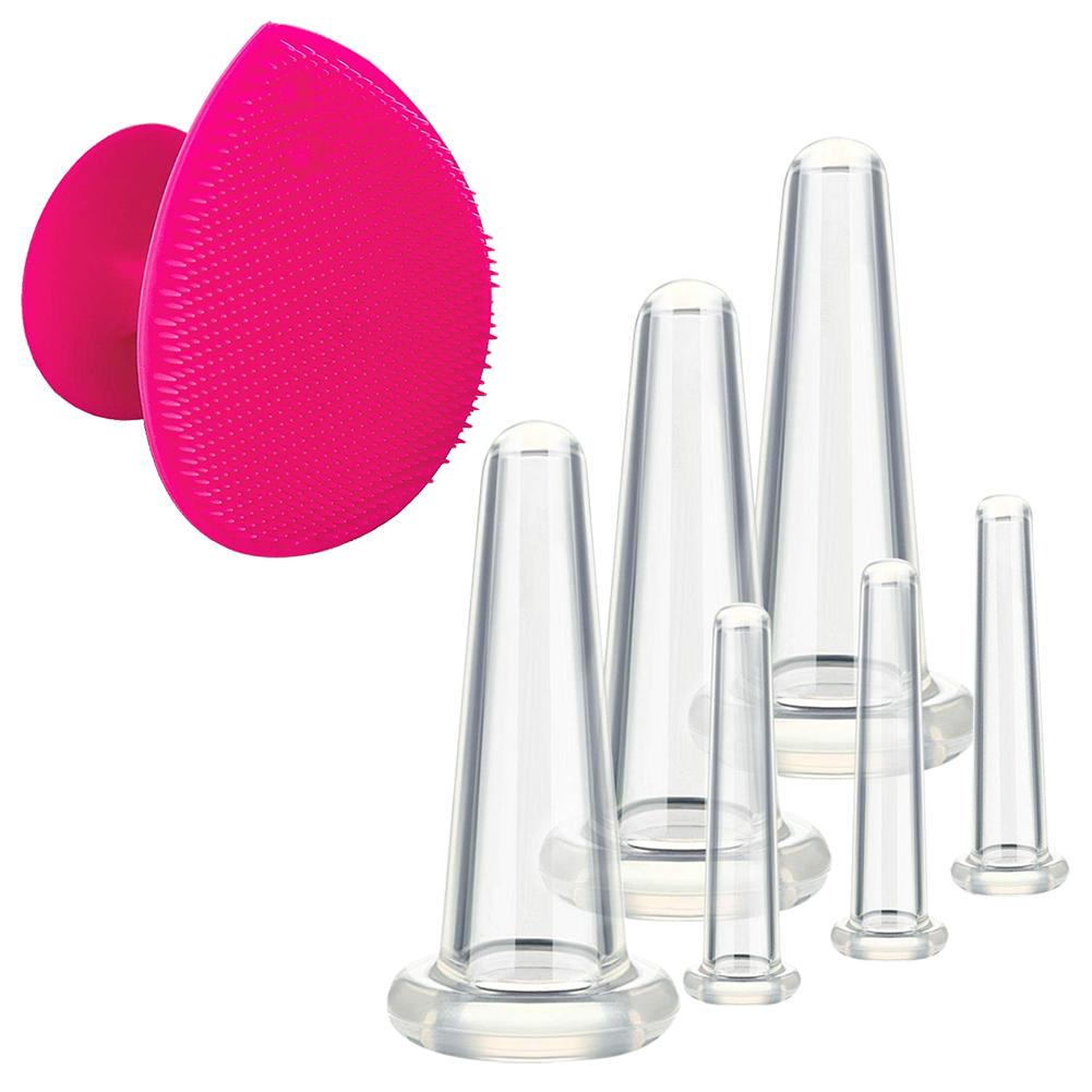 Cupping Facial Set Face and Eye Massage Kit with Silicone Cleansing ...