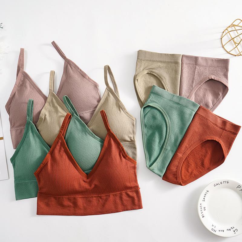 Cheap Women Bra Set Female Padded Tank Tops Pantys Vest U-Shaped Back ...