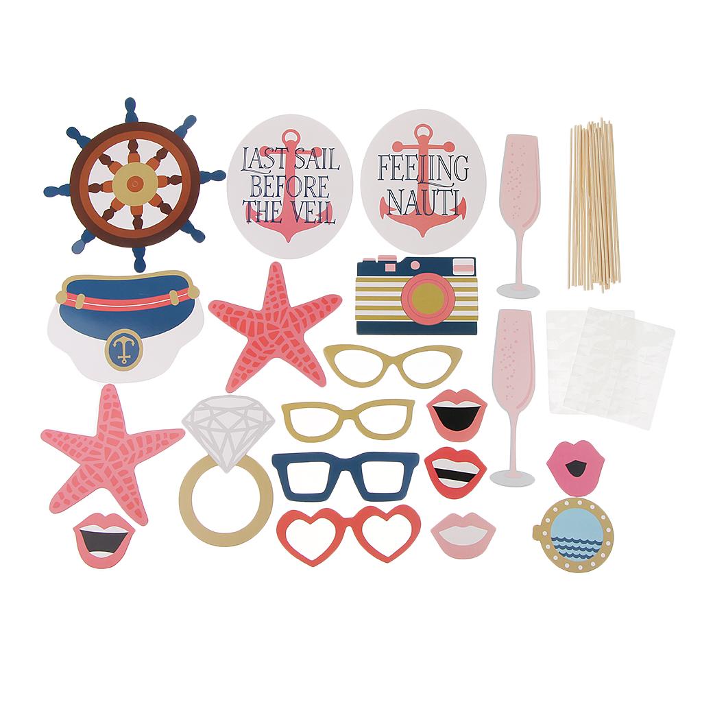 20pcs Set Nautical Theme Photo Booth Props Kits Photobooth Party Decor ...