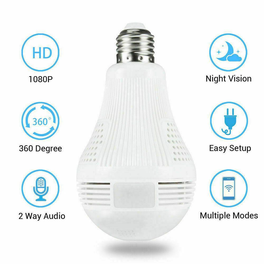 Buy HD 1080P WiFi Wireless 360° Panoramic Fisheye Hidden Bulb Light Spy ...