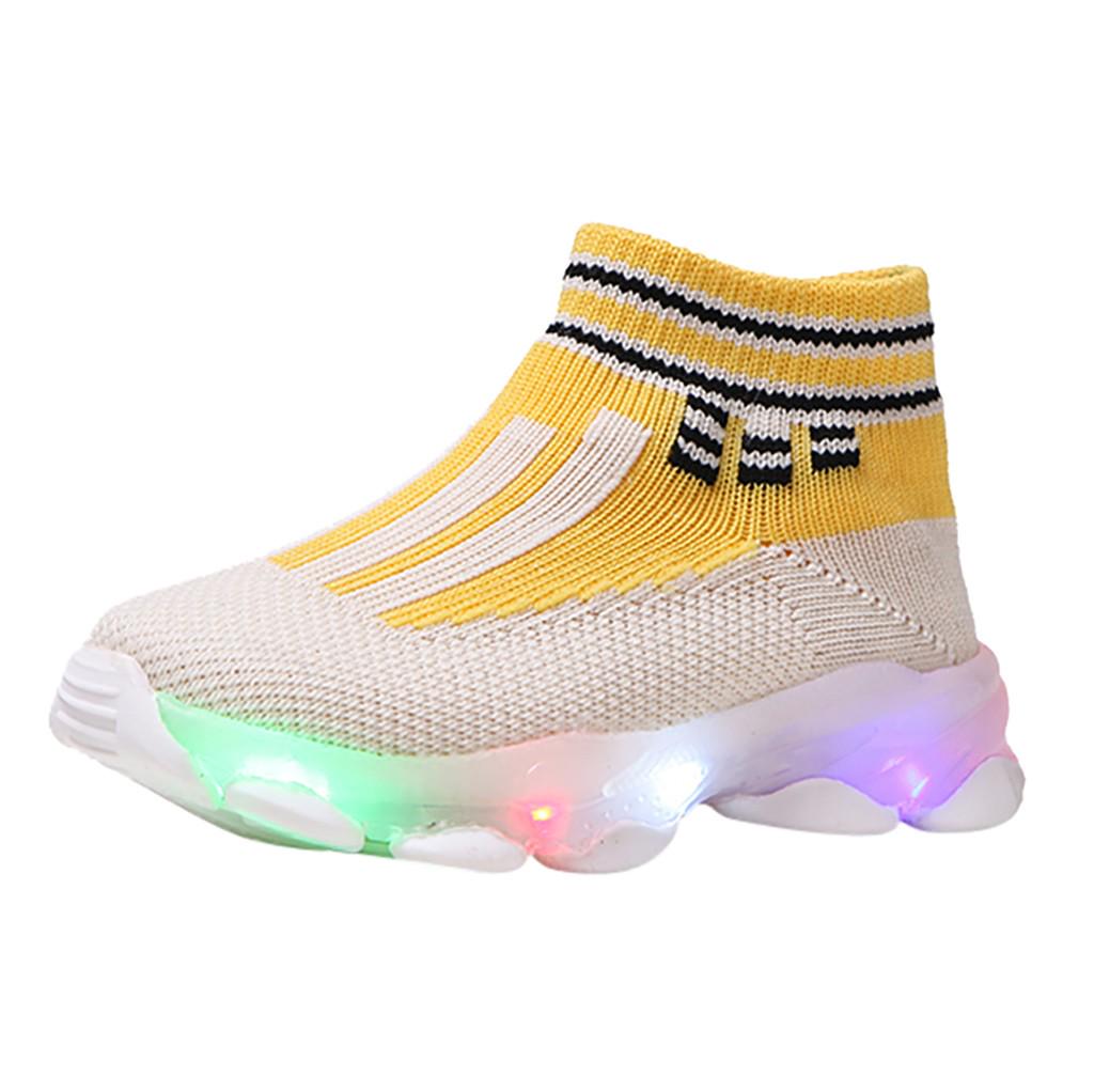 Children Baby Boys Girls Striped Mesh Led Luminous Socks Sport Run ...