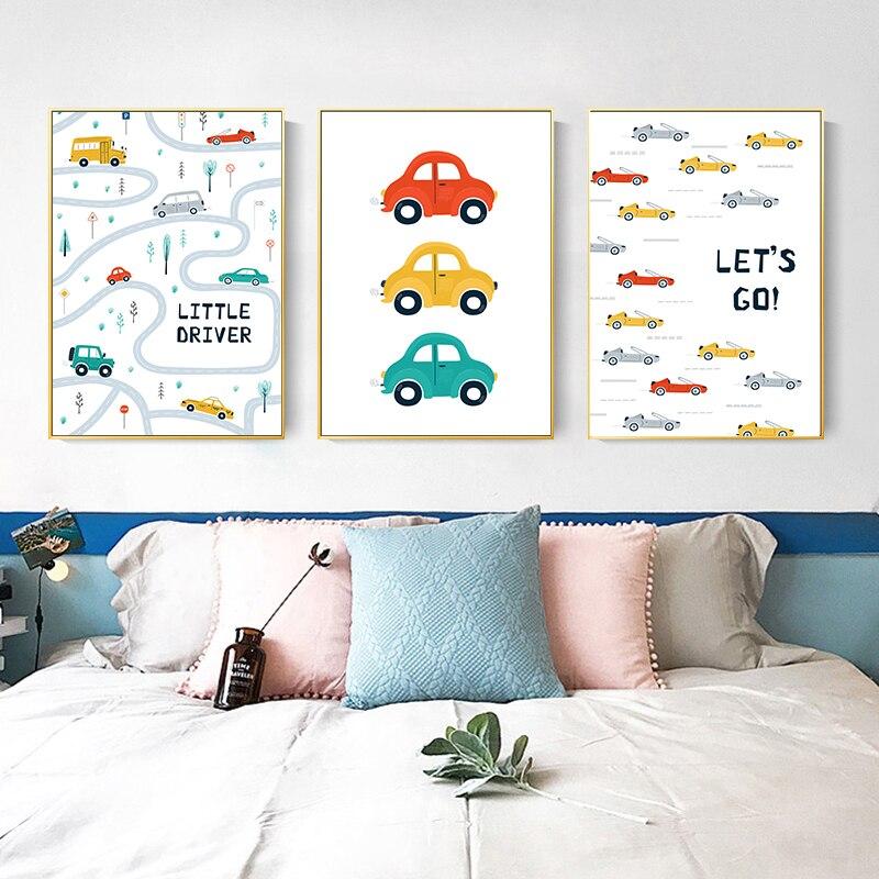Buy Cartoon Toy Car Poster Driver Club Canvas Painting Boy Car Print ...
