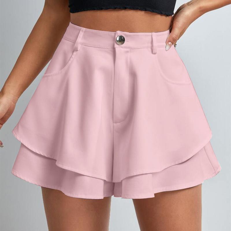 Cheap ZANZEA High Waist Ruffled Casual Short Trousers for Women | Joom