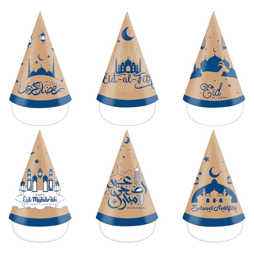 Satın alın Eid Paper Hats|6pcs Mini Cone Eid Paper Caps for Middle East ...