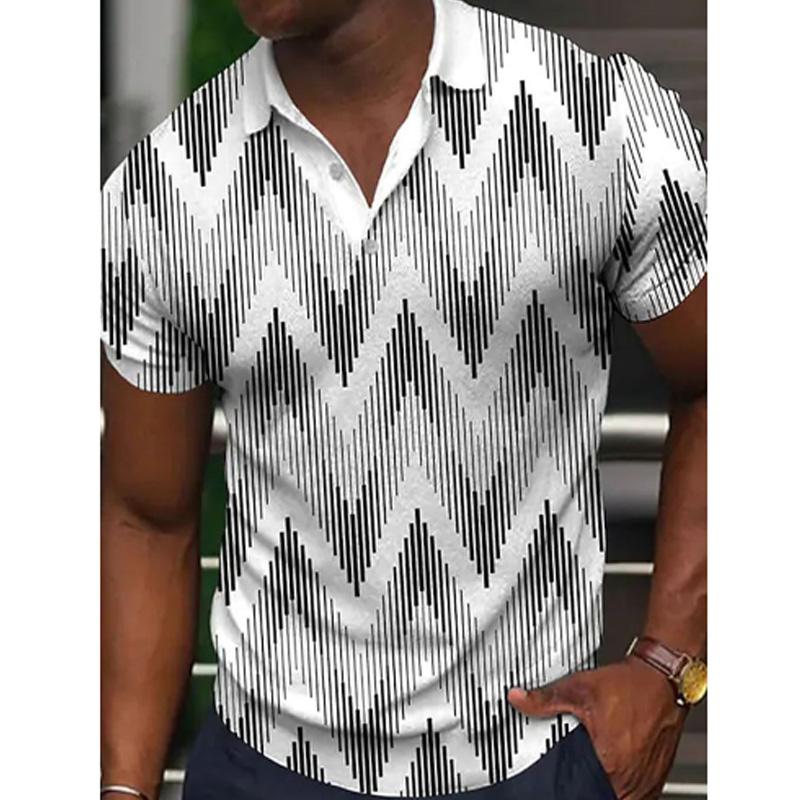Cheap Men Summer Fashion 3D Pattern Print Oversize Casual Polo Shirt ...
