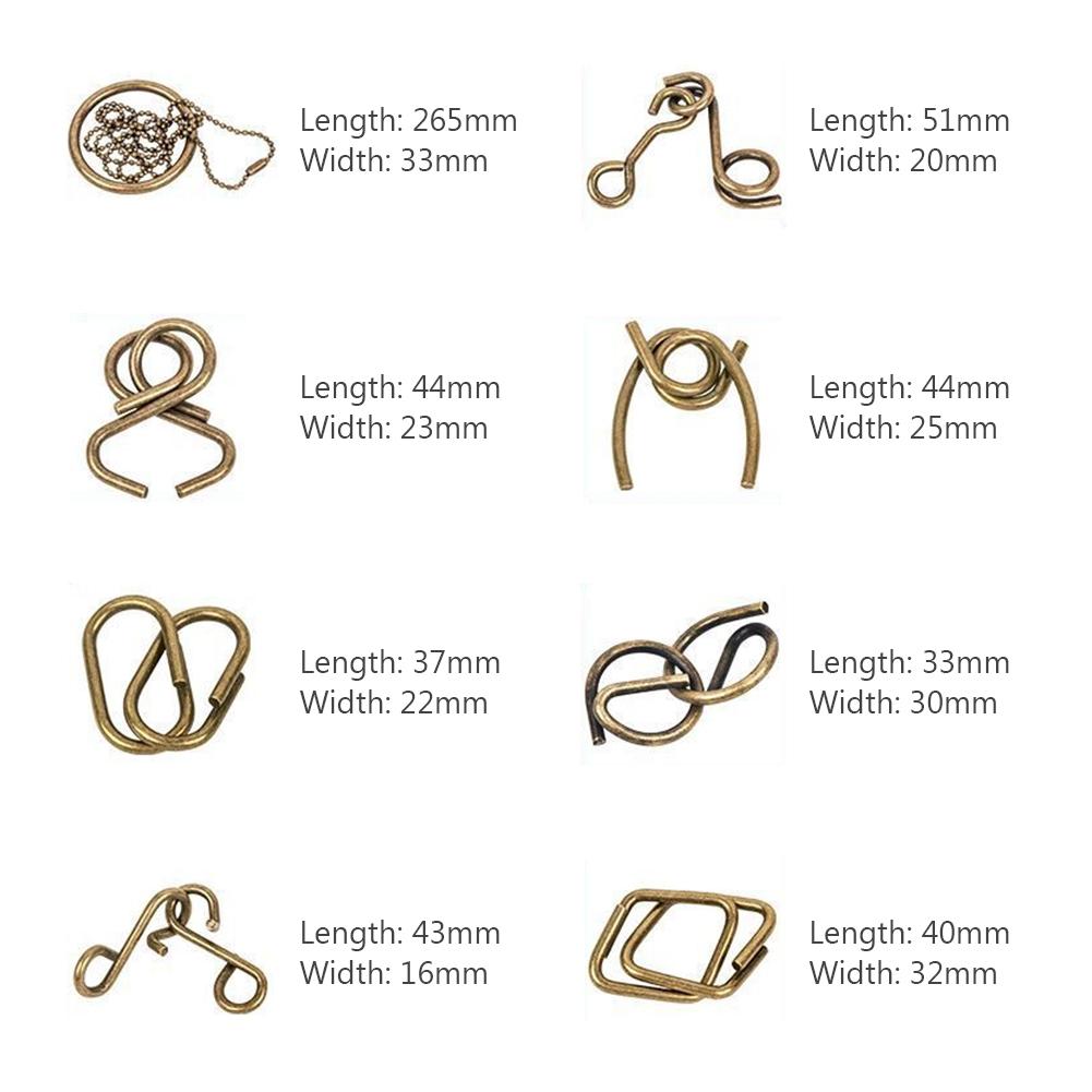 8Pcs Mind Metal Wire Brain Teaser Puzzle Mind IQ Educational Test Mind ...