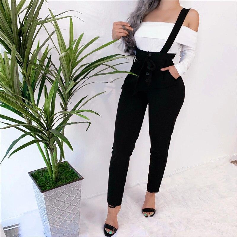 2021 Autumn Women Fashion Long Pants Sashes Design Button Pockets High ...