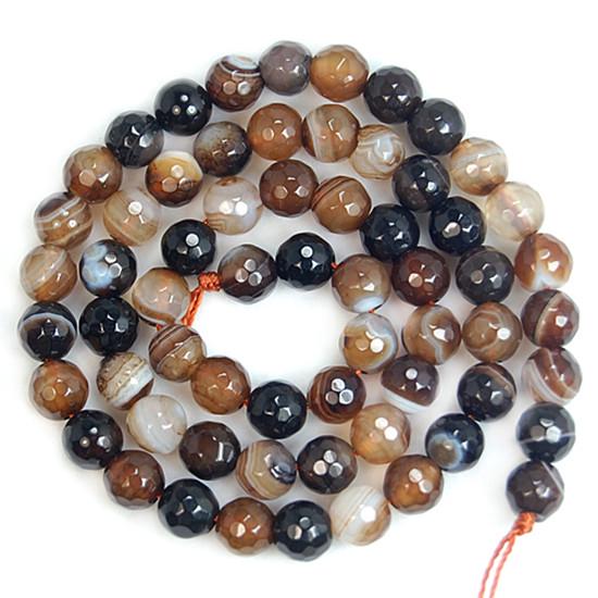 Buy Faceted Coffee Striated Agate Onyx Round Beads For Jewelry Making ...