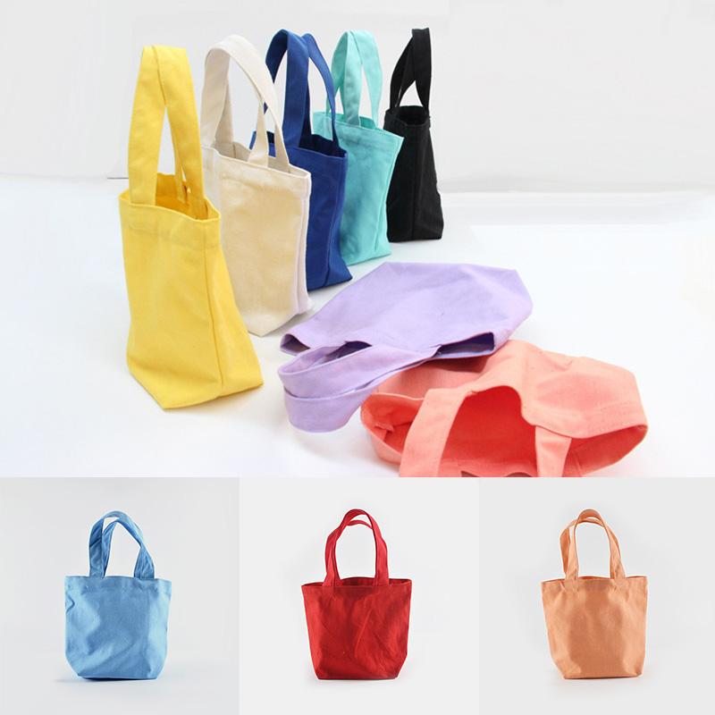 Buy Canvas Handbag Small Tote Shopping Bags Casual Solid Color Grocery ...