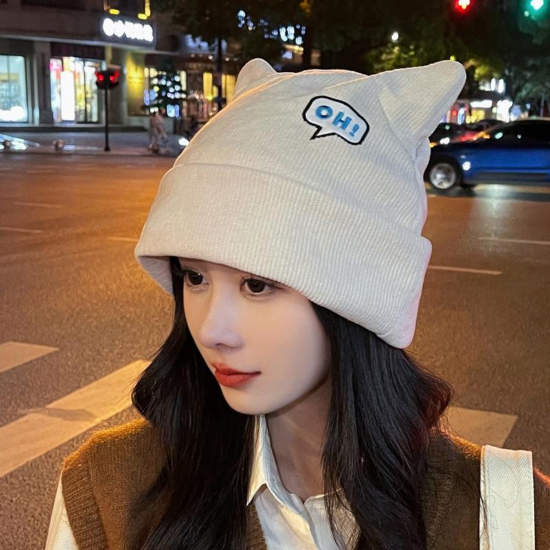 Buy Wool Hat Warm Sweet Cat Ear Knitted Hat In Autumn Winter at ...