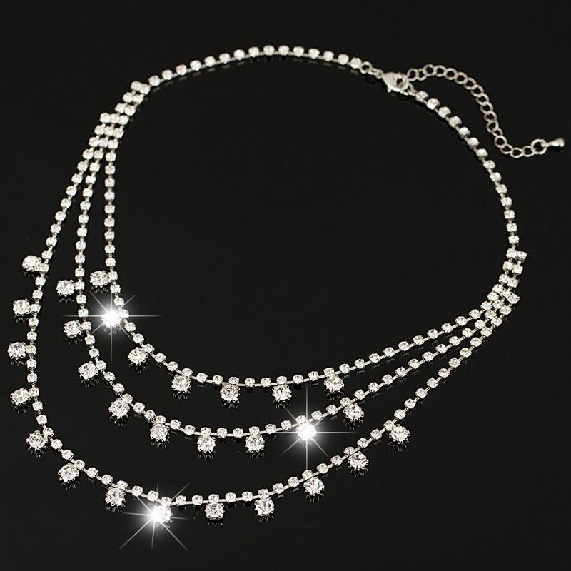 Buy Fashion Women Three Strings Plated Chain Austrian Crystal ...