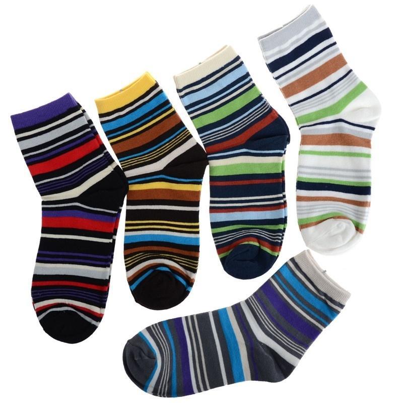 Buy 5 Pairs Lots Men's Designer Dress Socks Casual Striped Style Multi ...