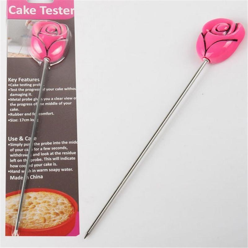 Home cake gadget stainless steel cake needle detector rose + silver ...