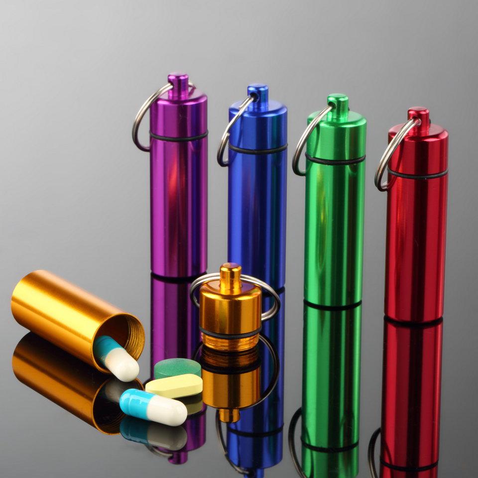 Pill Drug Bottle Holder Container with Keychain Waterproof Aluminum ...