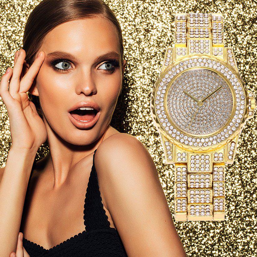 Buy Luxury Design Full of Shiny Rhinestone Quartz Movement Wrist ...