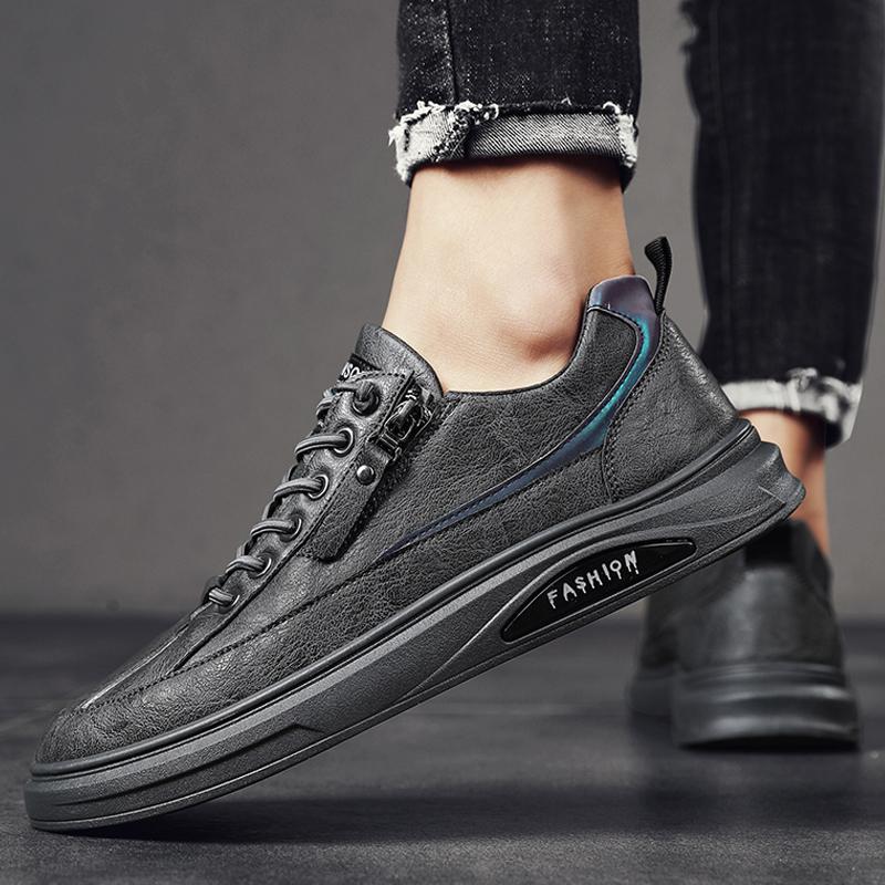 Buy Leather Panel Shoes Low Top Casual Shoes Single Shoes Four Seasons ...