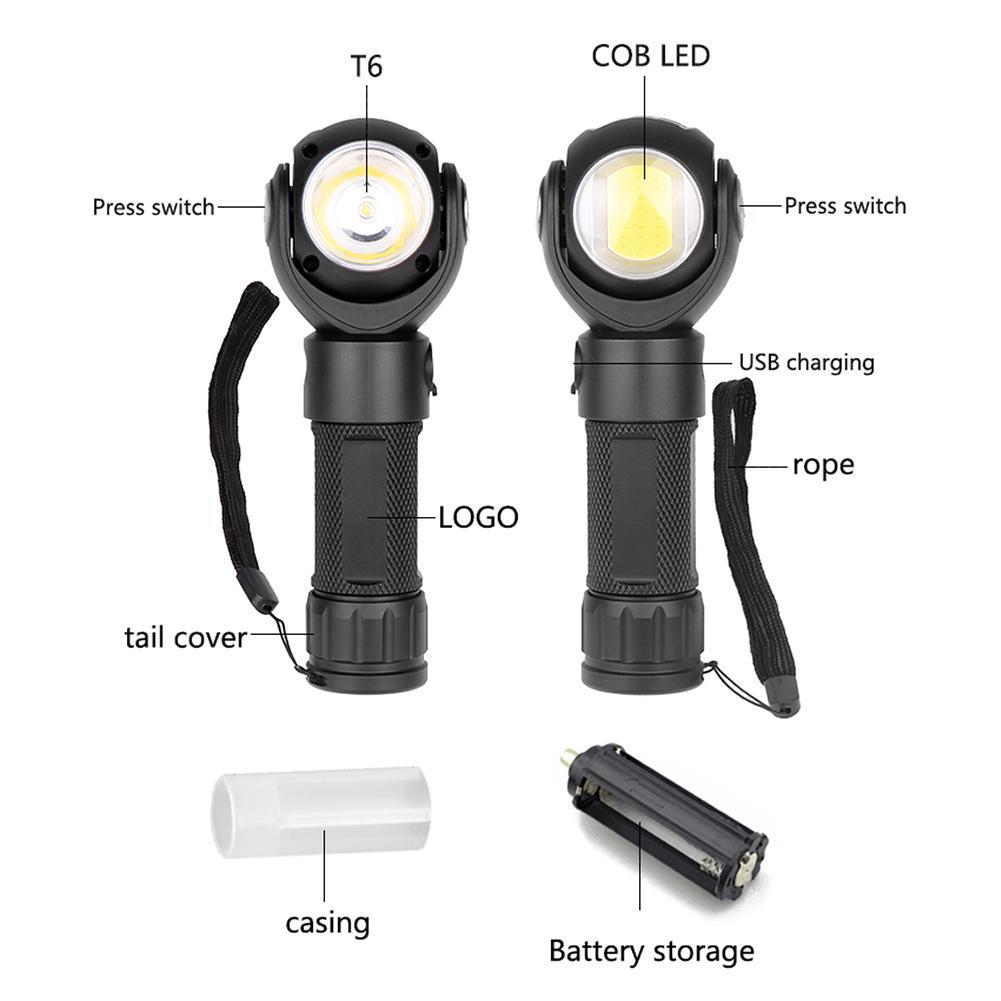 Buy T6+COB LED Flashlight Ultra Bright Rechargeable Flashlight Multi ...