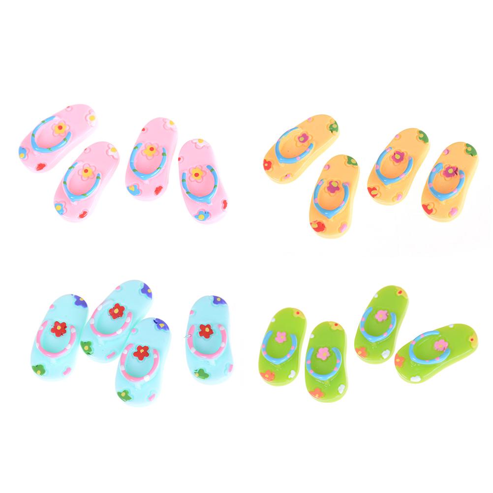 Buy 2 Pairs Miniature Dollhouse Resin Slippers Home Mini Decor Fairy ...