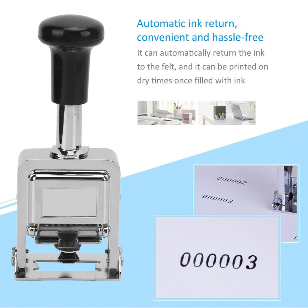 Buy Number Stamp Zinc Alloy Shell Automatic Jump Number Self Inking 5 ...