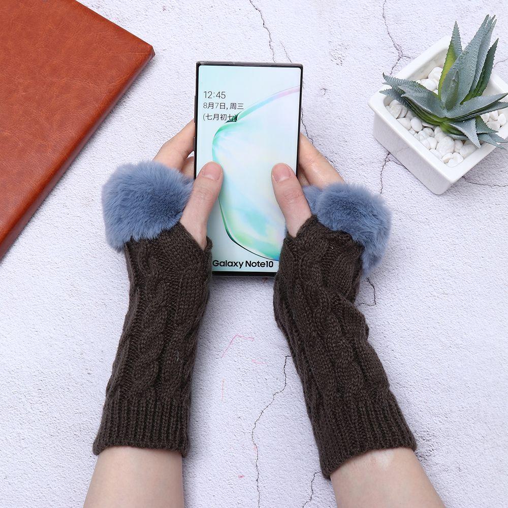 Buy Gloves with Faux Fur Soft Warm Gloves Writing Typing Thumb Hole ...