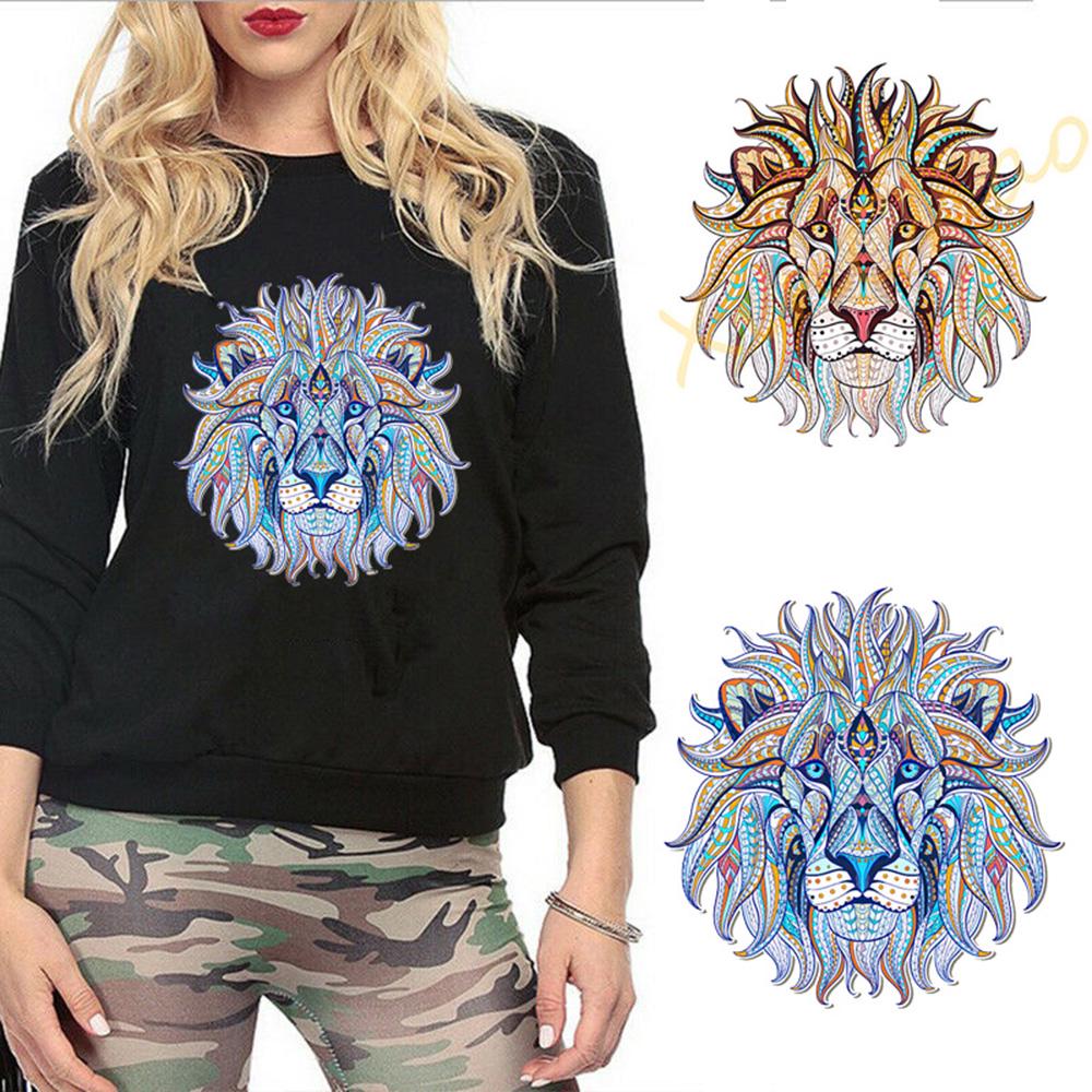 Watercolor Printing Badges DIY Lion Heat Transfer Stickers Iron On ...