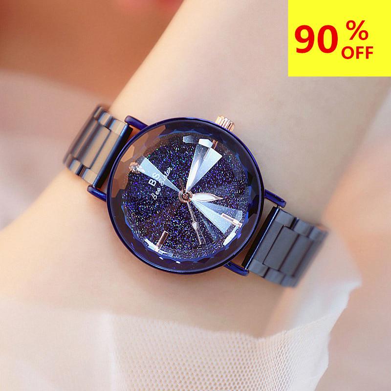 Starry sky dial Crystal Watch Women Waterproof Stainless Steel Quartz ...