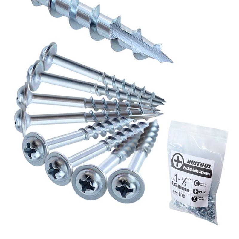 Buy 100pcs/set Woodworking Oblique Holes Screw ST4-25~63mm Half Tooth ...