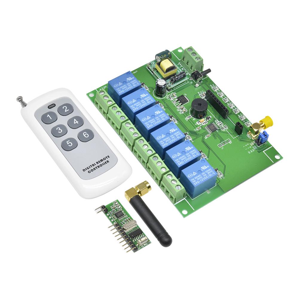 Buy 15000W 110V 220V 6CH RF Relay Module RF Remote Control Relay Board ...