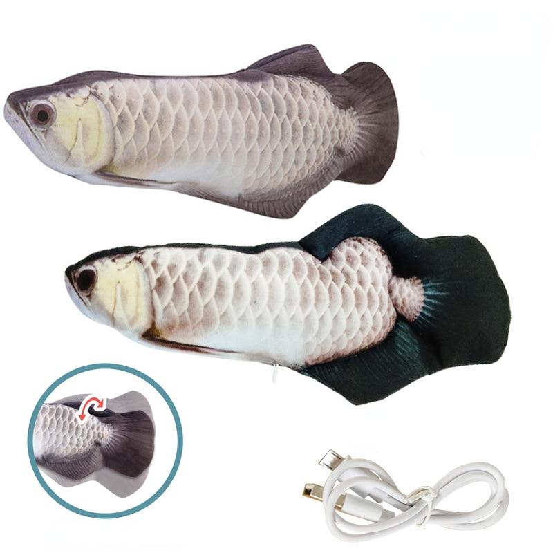 Buy Pet Soft Plush USB Charger Fish Cat 3D Simulation Dancing Wiggle ...