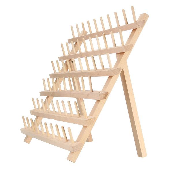 Foldable Wood Thread Stand Rack Holds Organizer Wall Mount 60 Spool ...