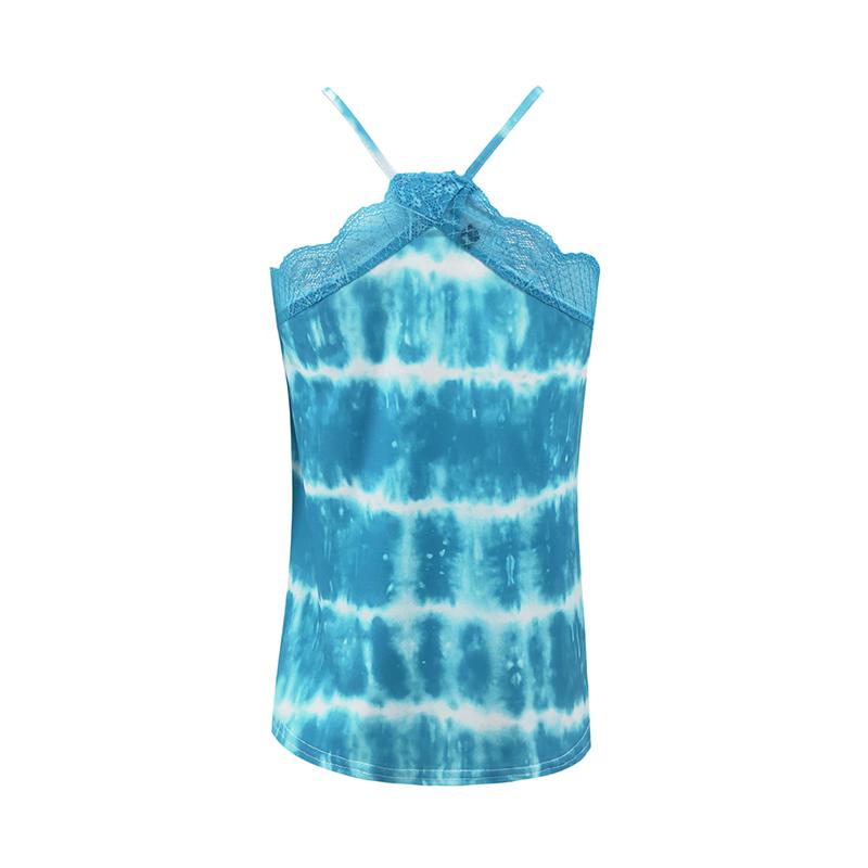 Buy Women Lace Stiching Sling Tank Top Summer Sleeveless Stripe V Neck ...