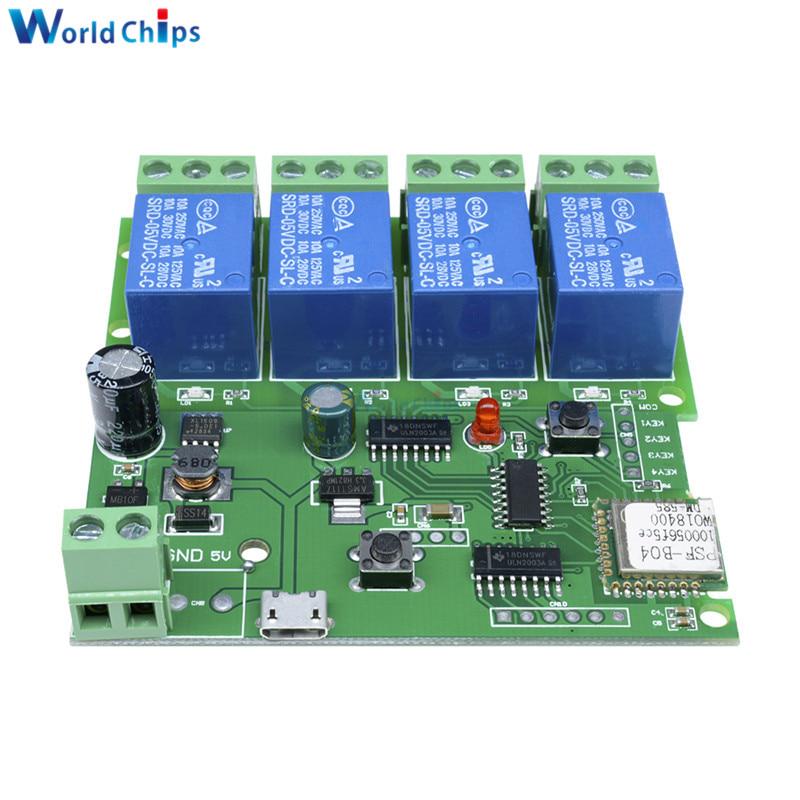 Buy DC 5V-32V/220V 4 Channel Wifi Relay Module Wireless Remote Control ...
