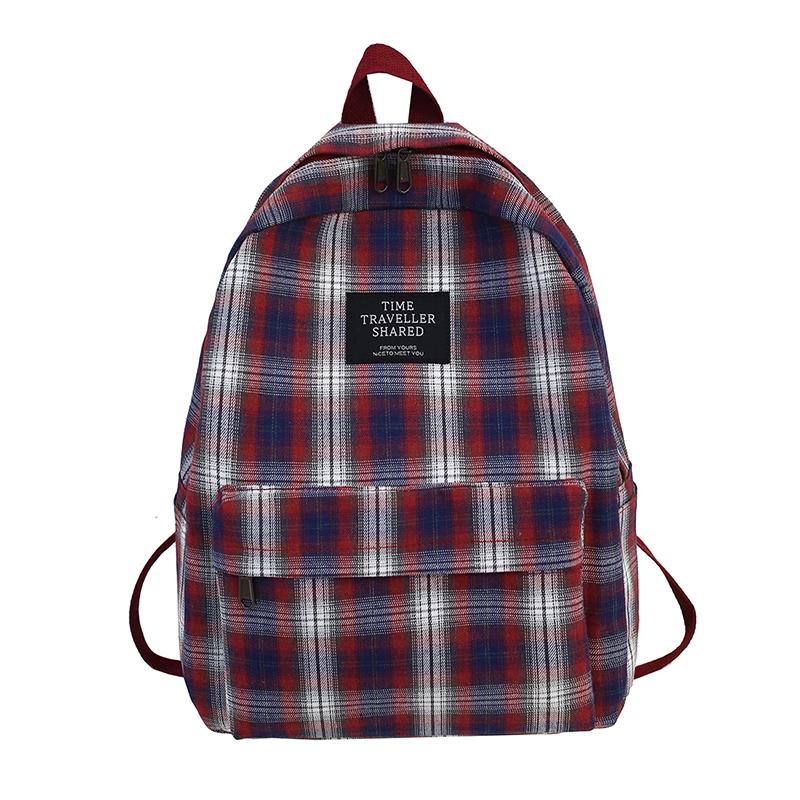 Buy Fashion Students Backpack Plaid School Bag Canvas Softback Campus ...