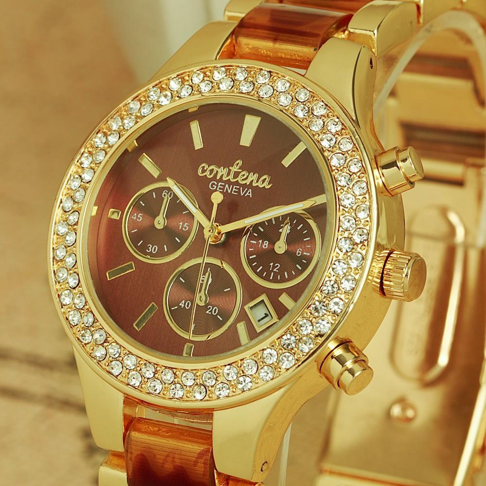 Buy Top Brand Contena Luxury Diamond Ladies Fashion Automatic Date ...