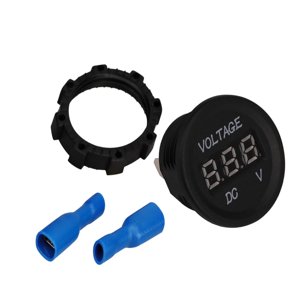 Buy DC 12V24V Car Motorcycle Round Digital Panel Voltmeter Volt Meter ...