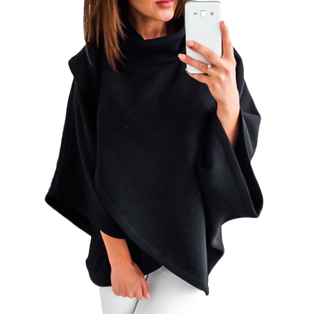 Buy Women Winter Warm Poncho Cape Cloak Solid Color Neck Turtle Batwing ...