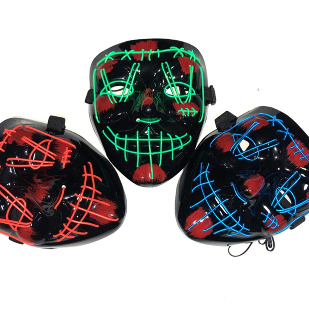 Buy Halloween Luminous Mask Black V With Blood Horror LED Masks ...