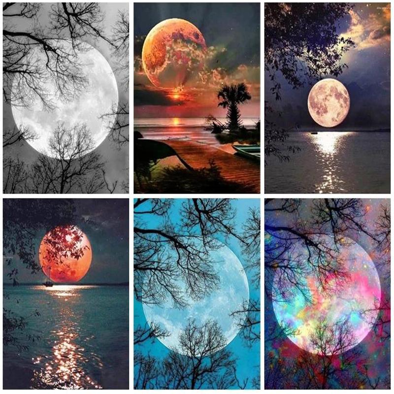 5D DIY Diamond Painting Big Moon Diamond Embroidery Full Set Cross ...