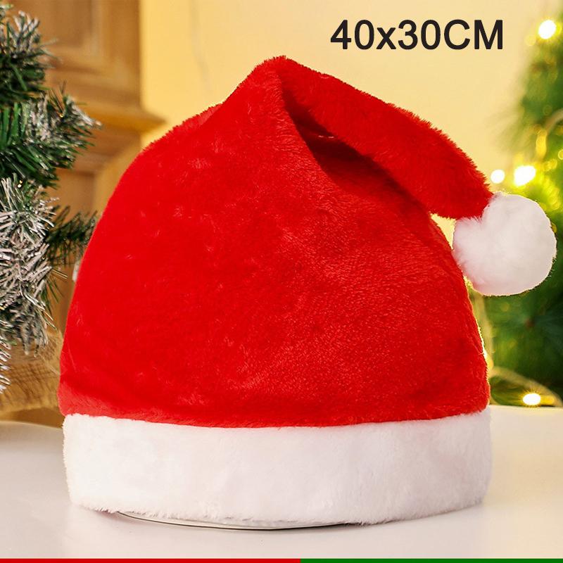 Buy Luxury Thickening Plush Christmas hat Cartoon Checker Santa Hat ...