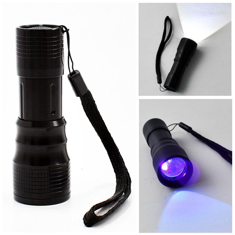 LED Flashlight Portable Adjustable 2 in 1 Purple/White Light Flashlight ...