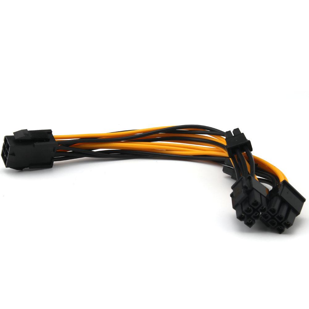 PCI-E 6-pin to 2x 6+2-pin (6-pin/8-pin) Power Splitter Cable PCIE PCI ...